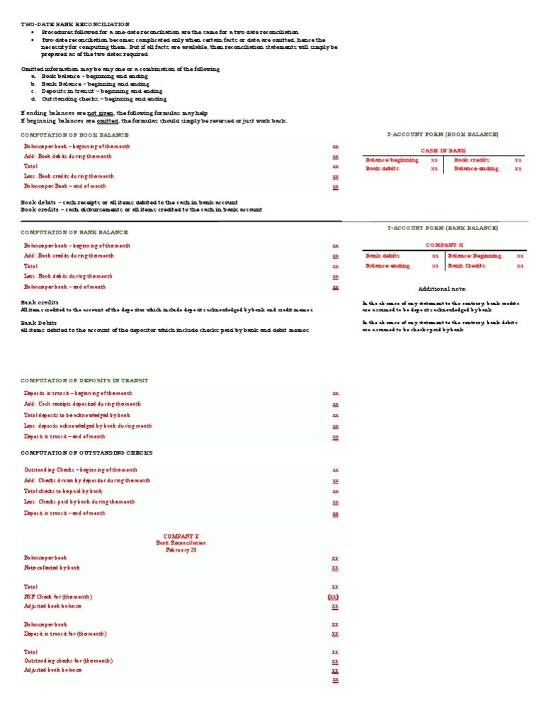 Two-Date Bank Reconciliation | PDF | Deposit Account | Cheque