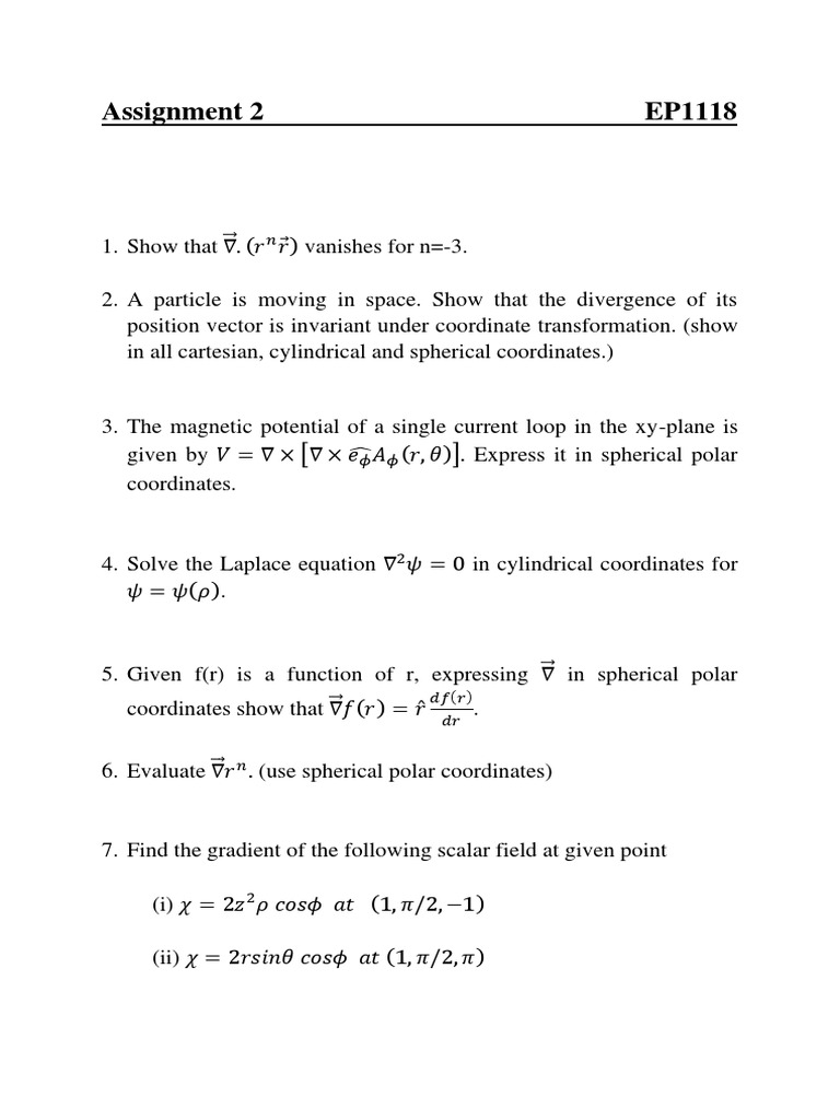 Assignment 2 | PDF | Euclidean Vector | Coordinate System