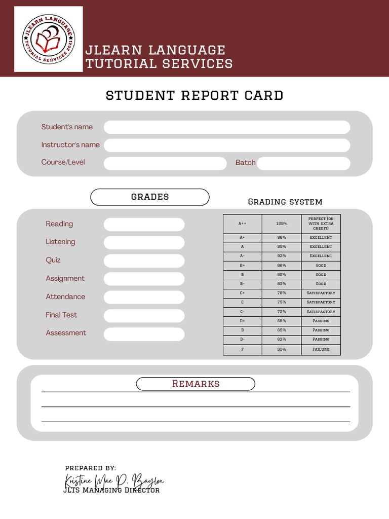 Student Report Card | PDF