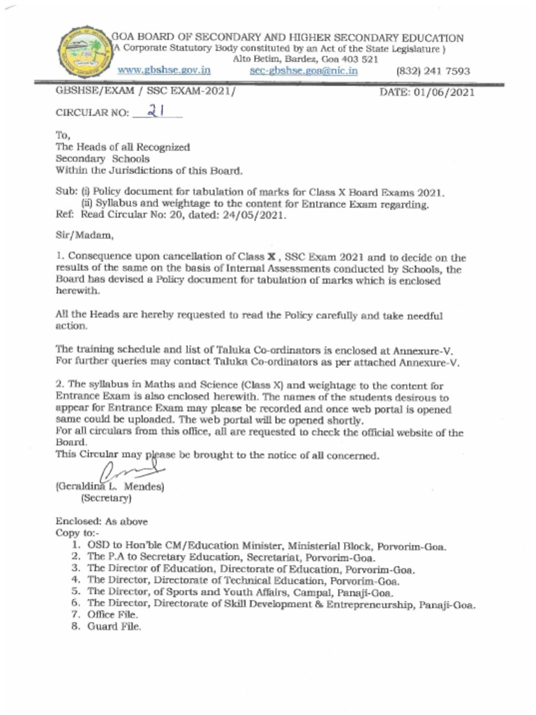 Circular DT 01 06 GBSHS | PDF