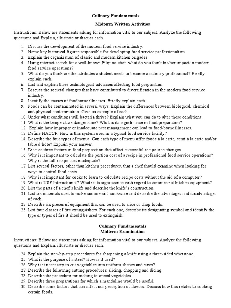 Culinary Fundamentals | PDF | Foods | Menu