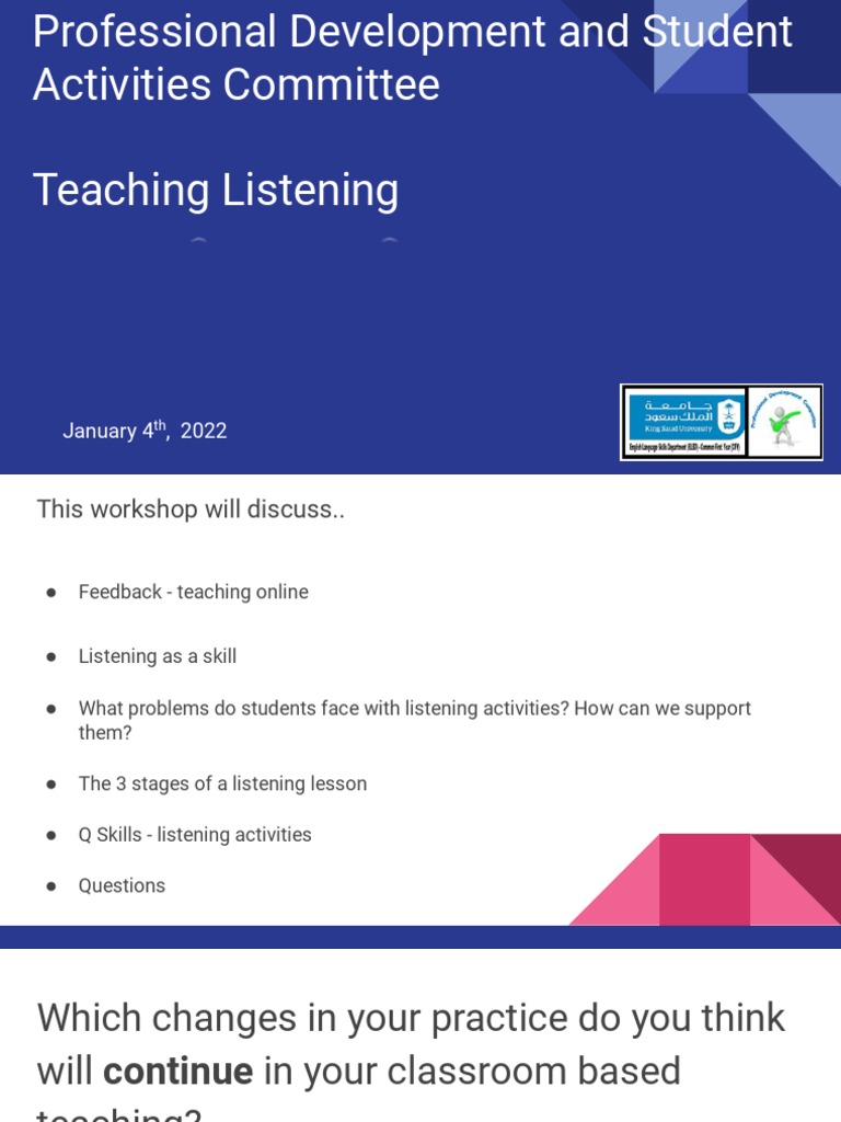 Teaching Listening Workshop Pdf Teaching Method Reading Comprehension