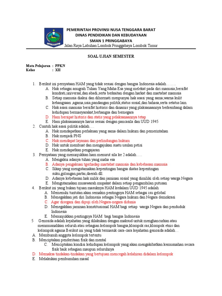 Soal Pas PPKN KLS Xii | PDF | Politik | Ilmu Sosial