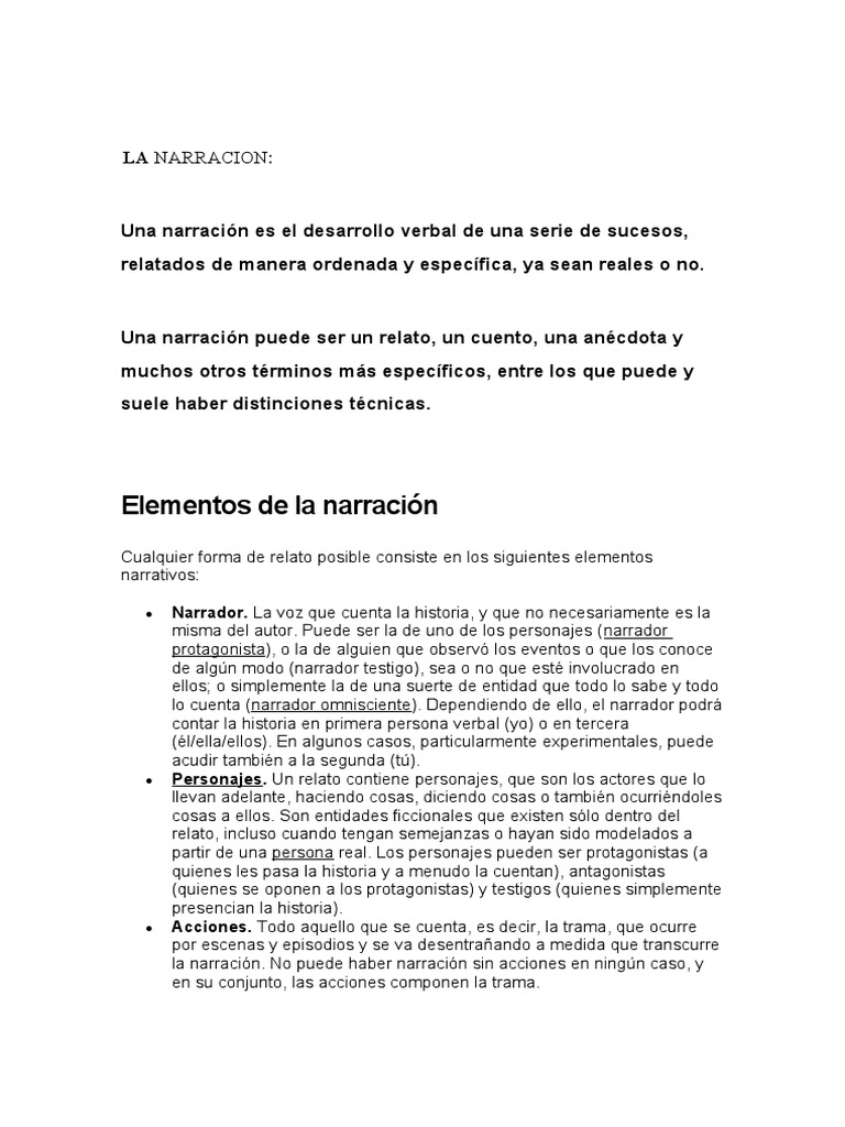 Mapa Conceptual (La Narracion) | PDF | Narración