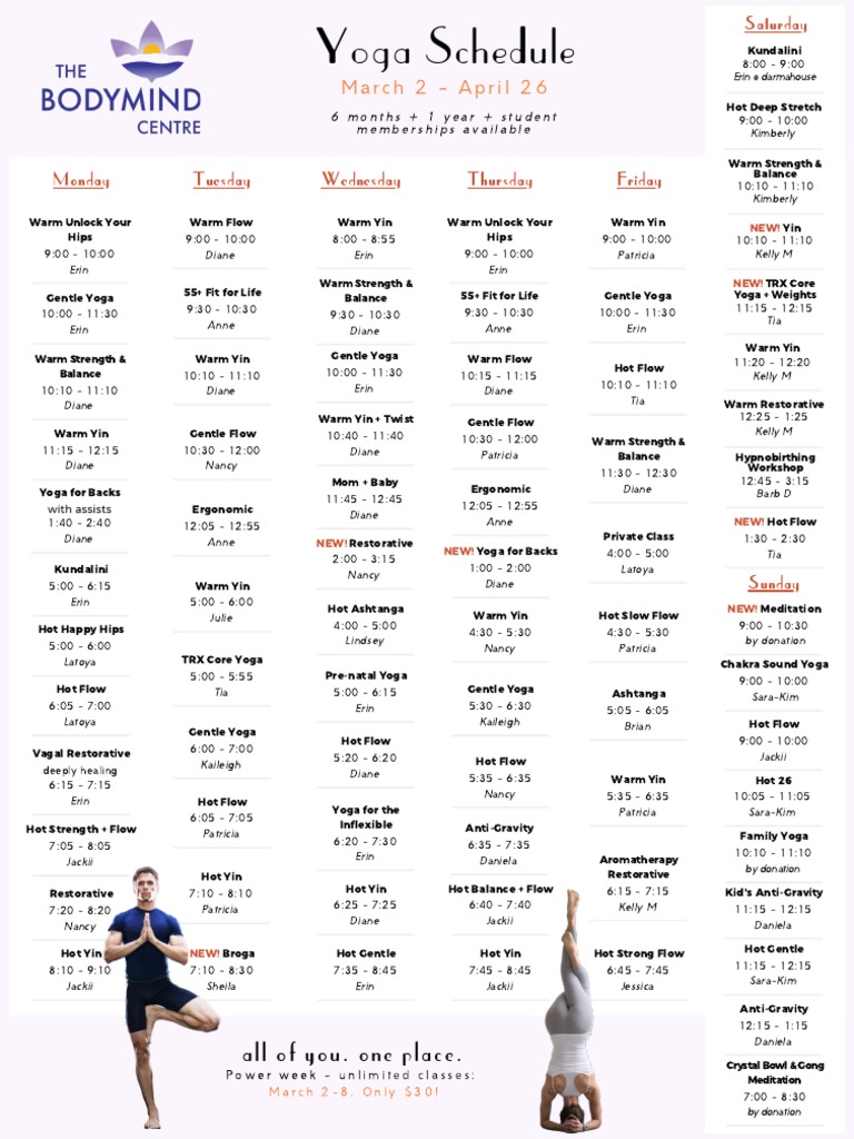 8 Week Yoga Pilates Schedule Template 2 FINAL | PDF | Meditation ...