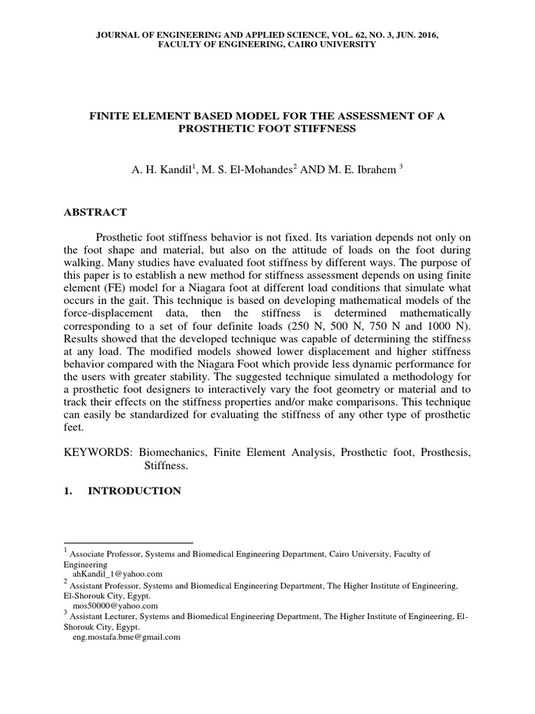 Prosthetic Foot Stiffness | PDF | Prosthesis | Finite Element Method