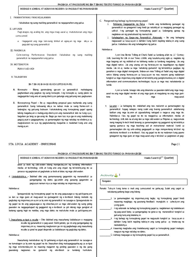 Weeks 5&6 - Pagbasa Continuation | PDF
