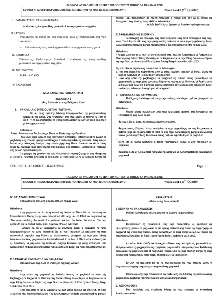 Weeks 5&6 - Pagbasa | PDF