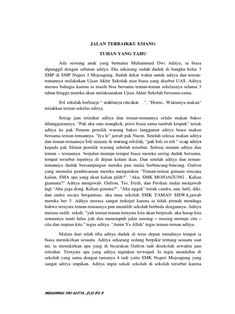 Muhammad Dwi Aditya Cerpen | PDF