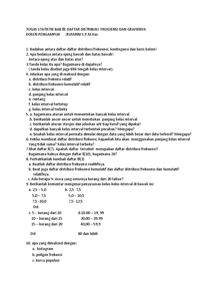 TUGAS STATISTIK BAB LLL | PDF