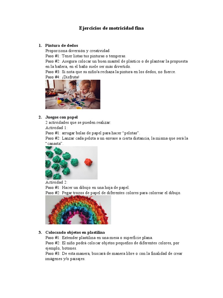 Ejercicios de Motricidad Fina | PDF | Papel | Pinturas