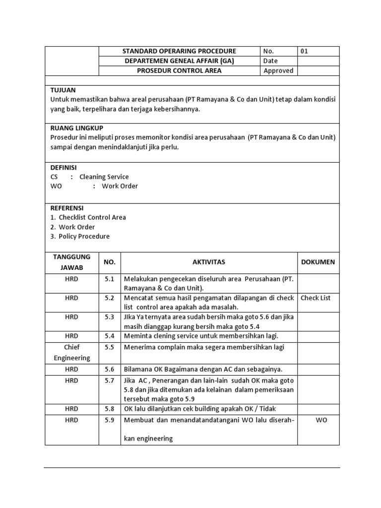 SOP Control Area | PDF