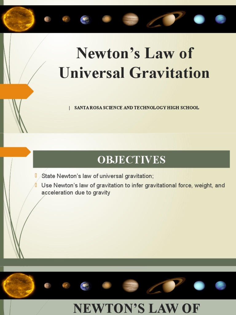 Newton's Law of Universal Gravitation | PDF | Newton's Law Of Universal ...