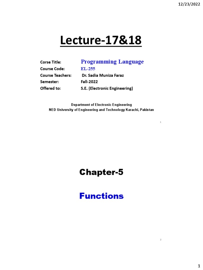 Programming - Languages - Lecture-17 & 18 - Fall-2022 | PDF | Fahrenheit | Parameter (Computer ...