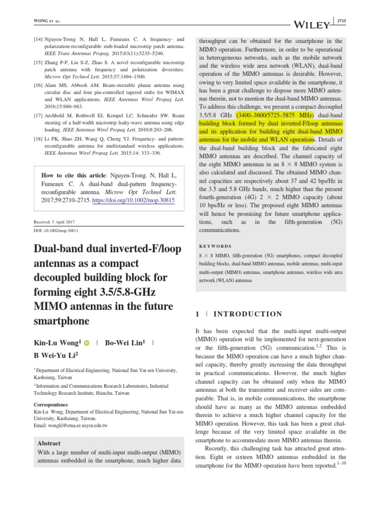 Dual-Band Dual Inverted-F/Loop Antennas As A Compact Decoupled Building ...