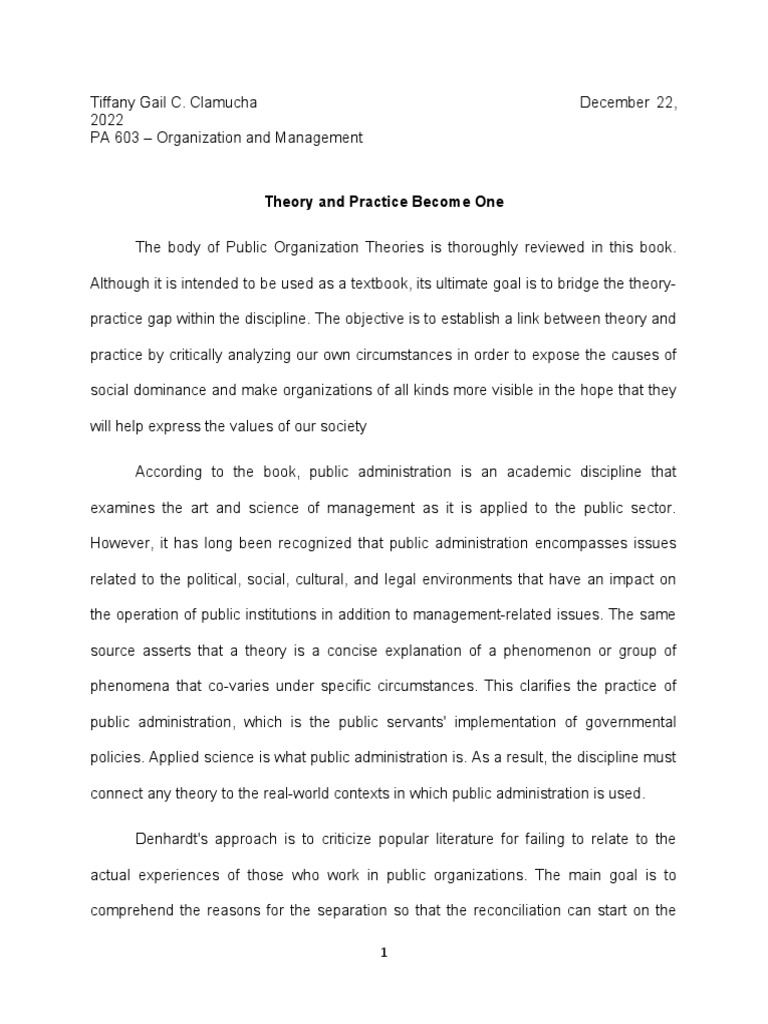 Review On Robert Denhardt's Theories of Public Organization | PDF ...