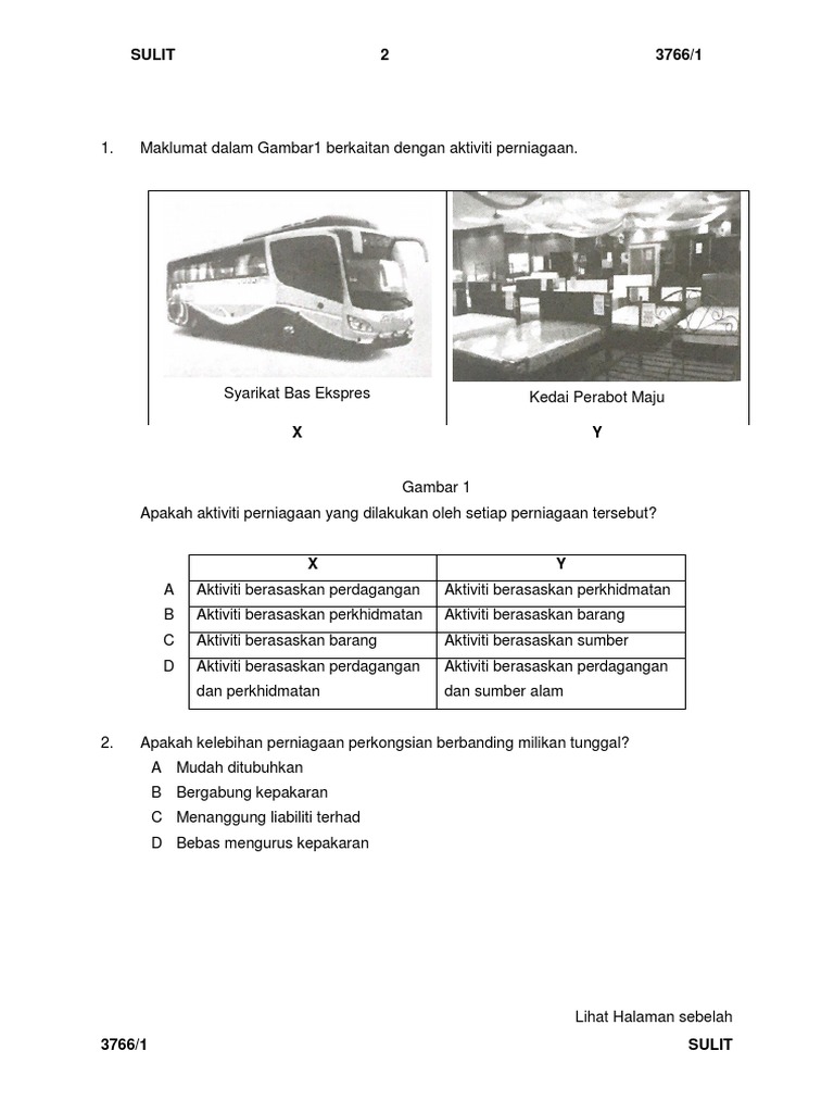 Kertas Trial Perniagaan Johor (Kluang) K1 Set 2 | PDF