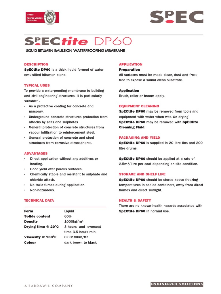 SpECtite DP60 | PDF | Concrete | Liquids