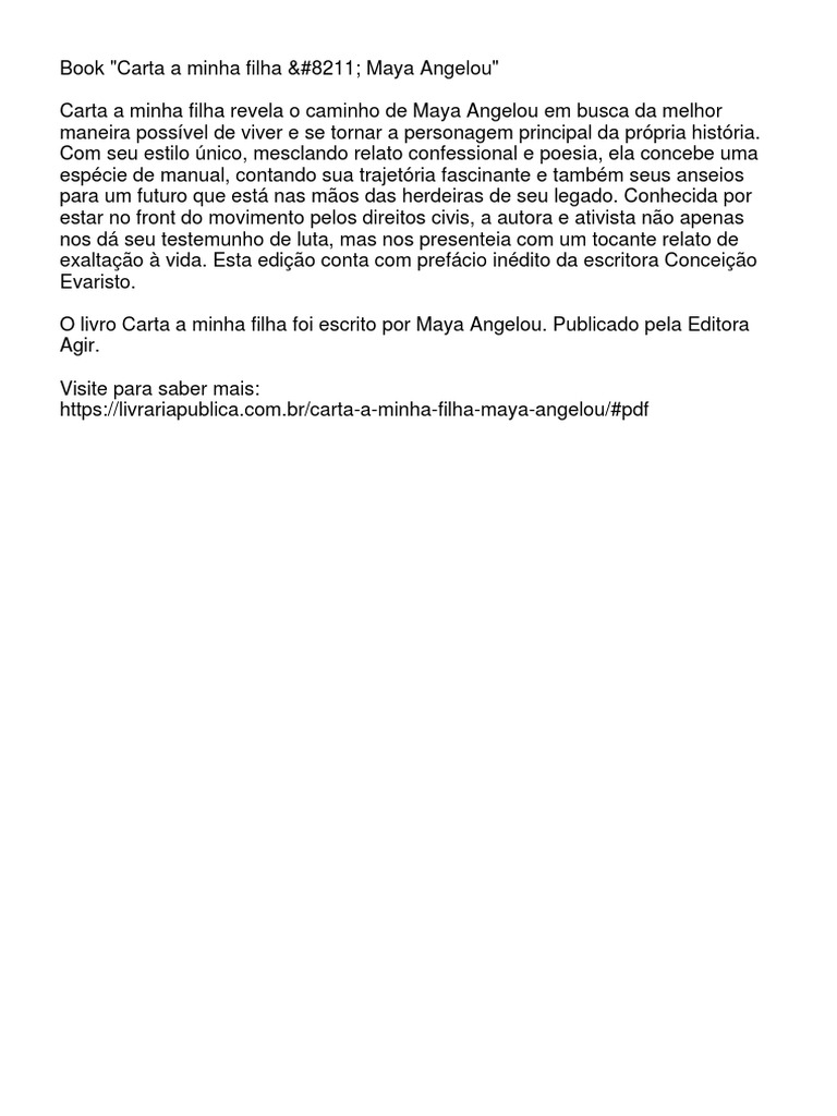 Carta a Minha Filha - Maya Angelou | PDF