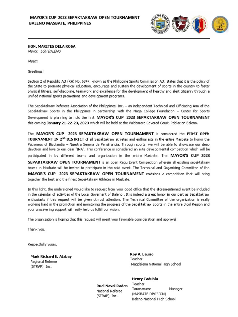 Competition Letter For LGU Baleno | PDF