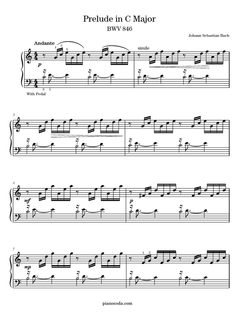 Prelude C Major By Bach Pdf Compositions Bach Family