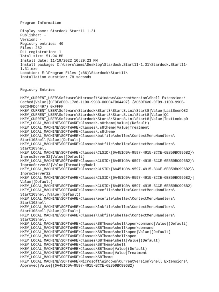 MonitorLog - Stardock Start11 1.31 | PDF | Windows Registry | Shell (Computing)