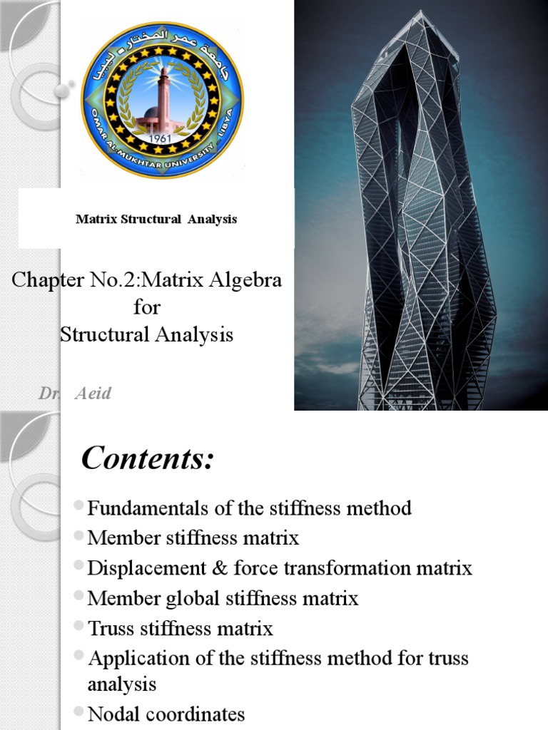 Lecture 2 | PDF | Structural Analysis | Matrix (Mathematics)