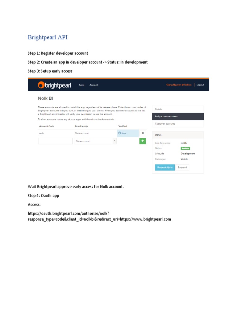 Brightpearl API Setup Guide | PDF