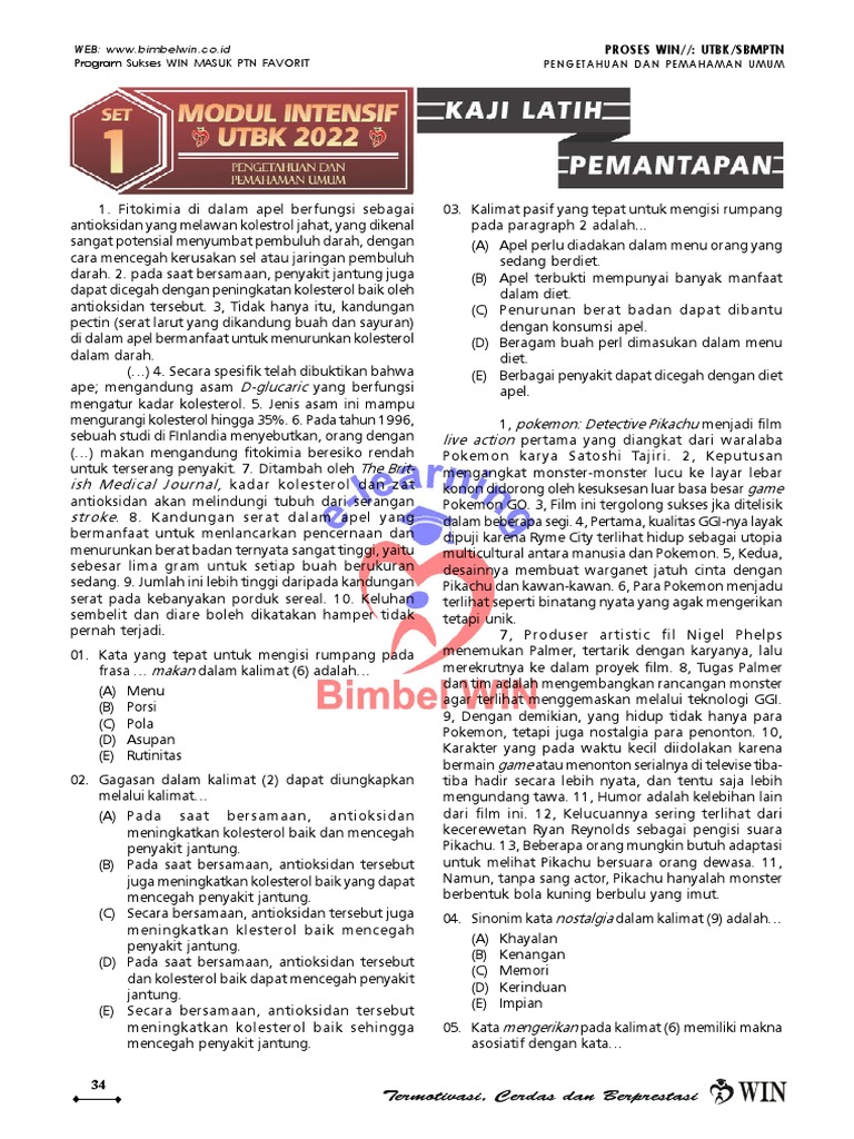 Modul UTBK 2022 Pengetahuan Pemahaman Umum - Set 1 | PDF