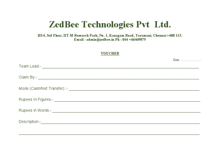 ZedBee Technologies Expense Voucher | PDF