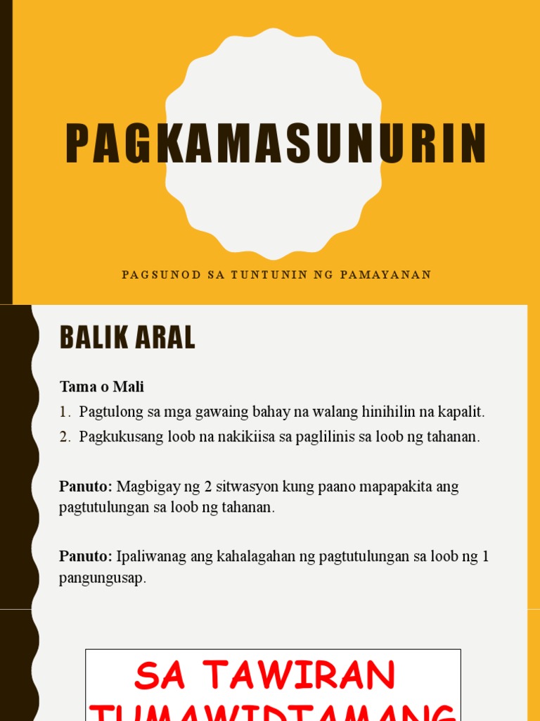 ARALIN 4 Pagkamasunurin Sa Pamayanan | PDF