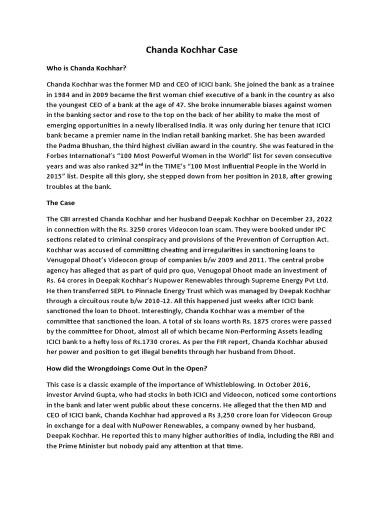 Chanda Kochhar Case | PDF