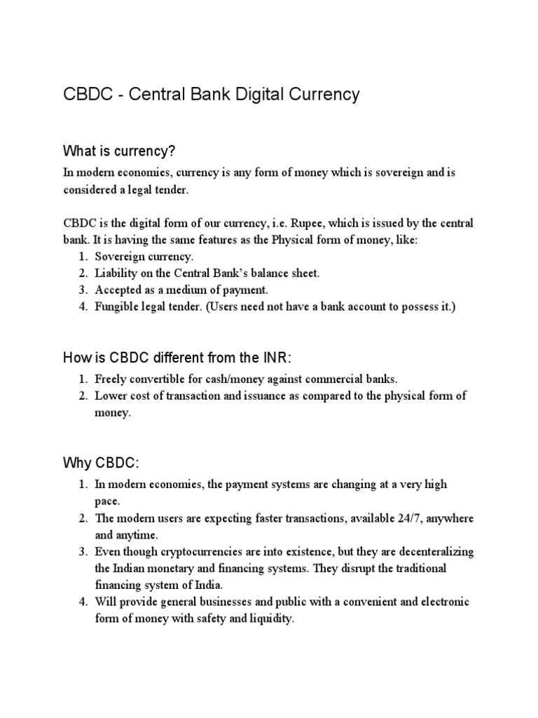 CBDC Group3 Assignment | PDF | Money | Central Banks