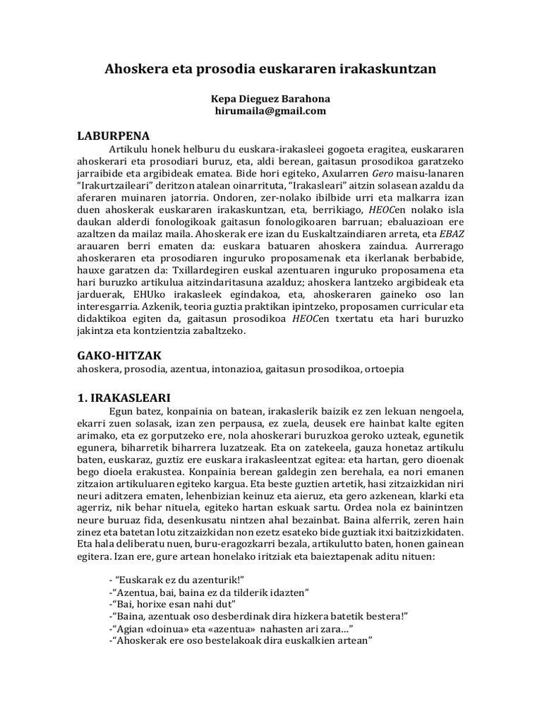Ahoskerak Axola Du Keparen Zuzenketa | PDF