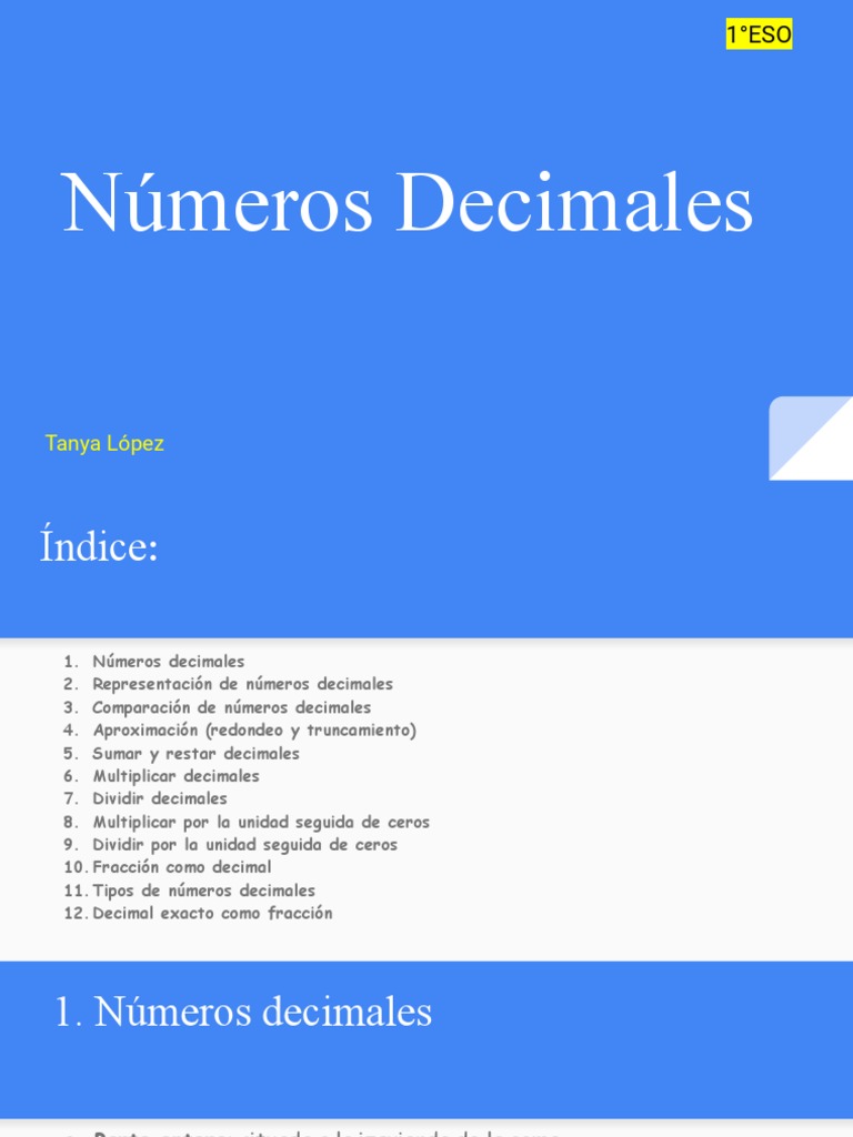 Números Decimales Presentación 1eso | PDF | División (Matemáticas ...