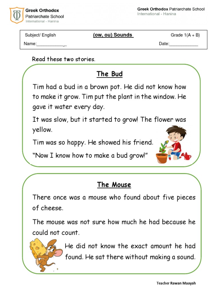 "OU and OW Sounds: Short Stories for Kids" | PDF