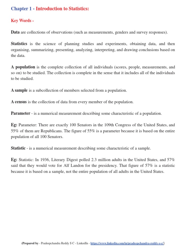 Introduction To Statistics | PDF | Sampling (Statistics) | Level Of ...