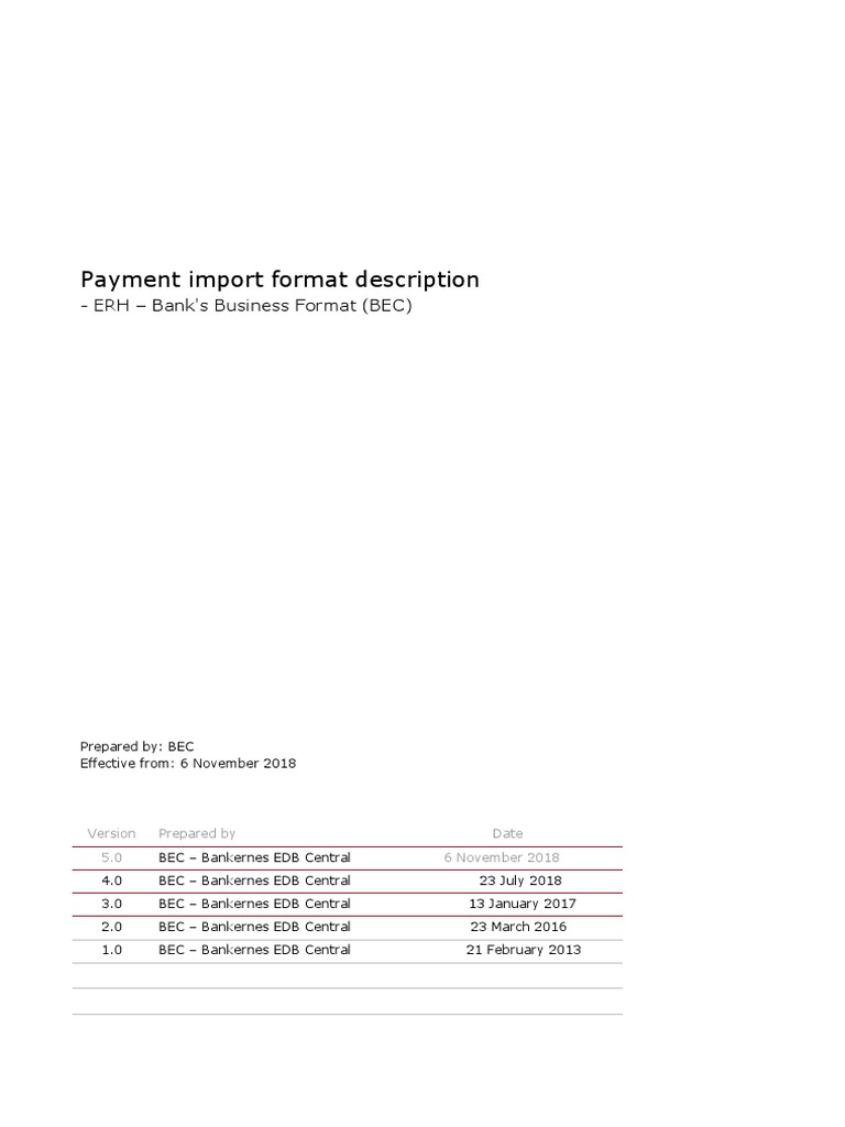 ERH-Payment Import Format Description BEC-November-2018 - Uk | PDF ...