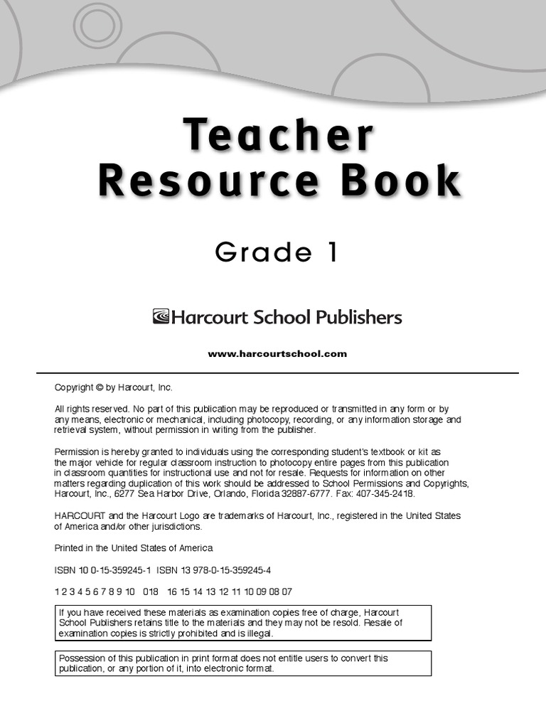 Teacher Resource Book Grade 1 | PDF | Internet | Copyright