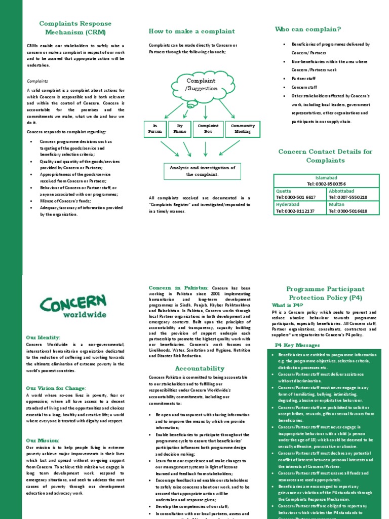 Complaints Response Mechanism (CRM) How To Make A Complaint Who Can ...
