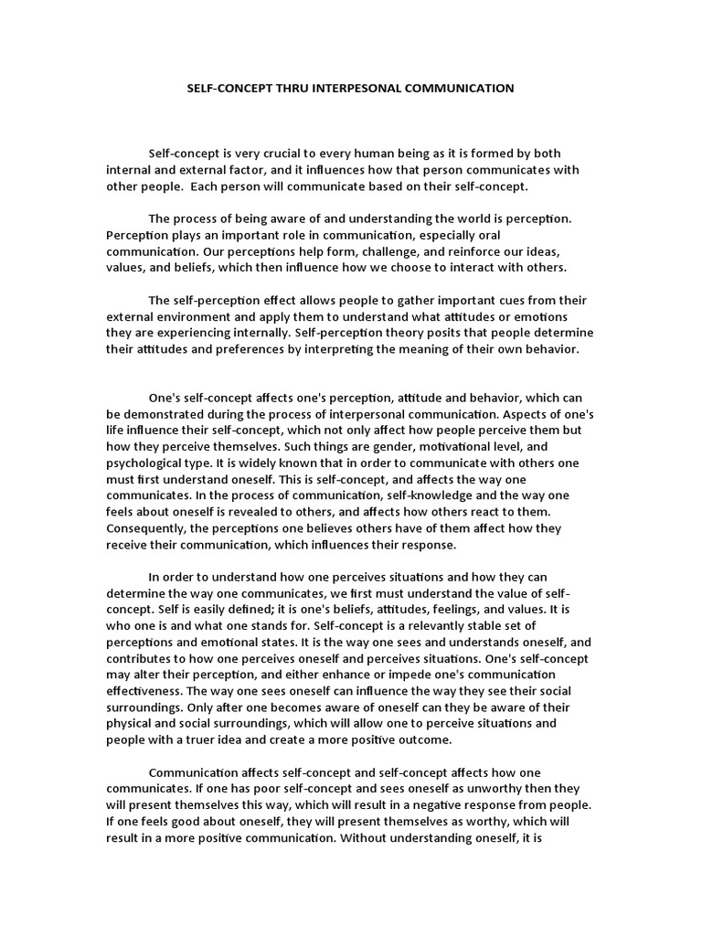 Self-Concept & Interpersonal Communication | PDF | Self Concept ...