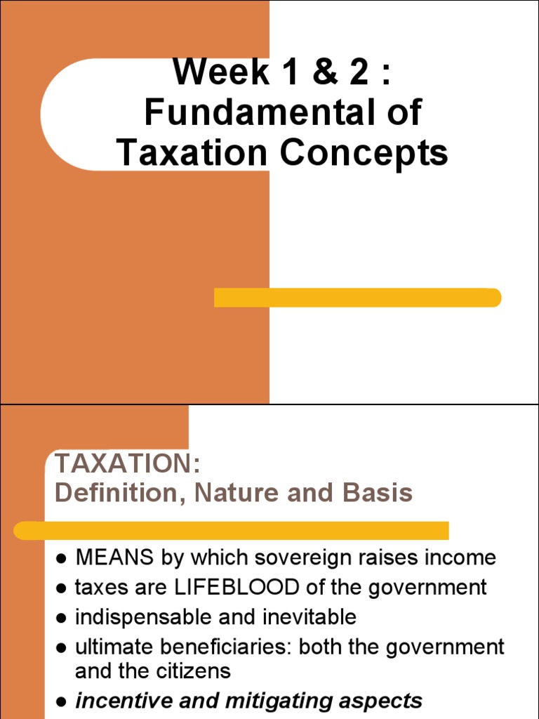 Fundamentals of Taxation Concepts | PDF | Taxes | Taxation In The ...
