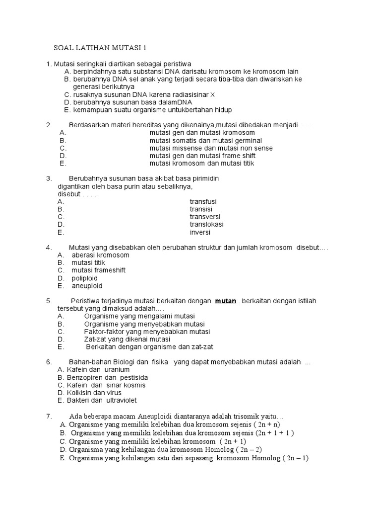 Soal Latihan Mutasi 1 | PDF