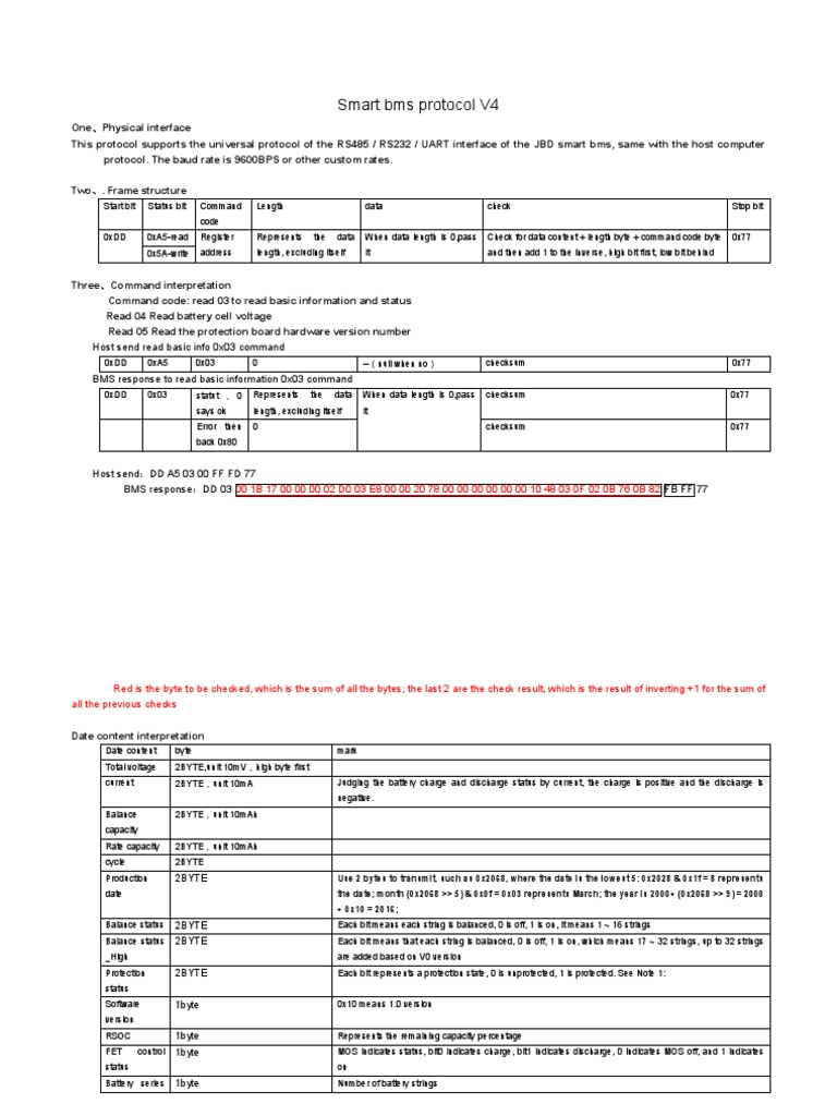 JBD Protocol English Version | PDF | Bit | Data