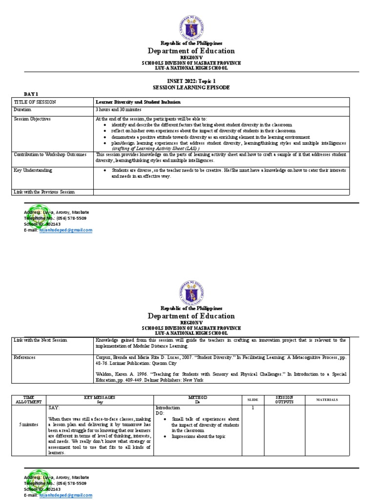 SLE (INSET Topic-Learner Diversity and Student Inclusion) Paul Romano B ...