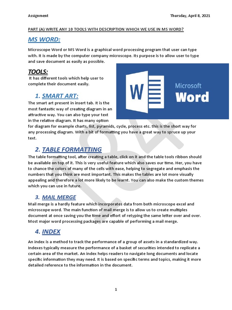 Tools of MS Word With Description | PDF | Microsoft Word | Social Media