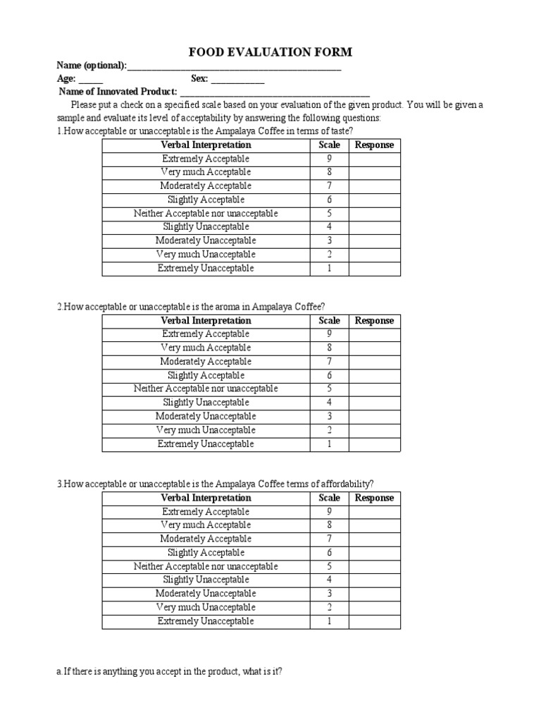 Survey Questionnaire For Level of Acceptability | PDF | Evaluation Methods