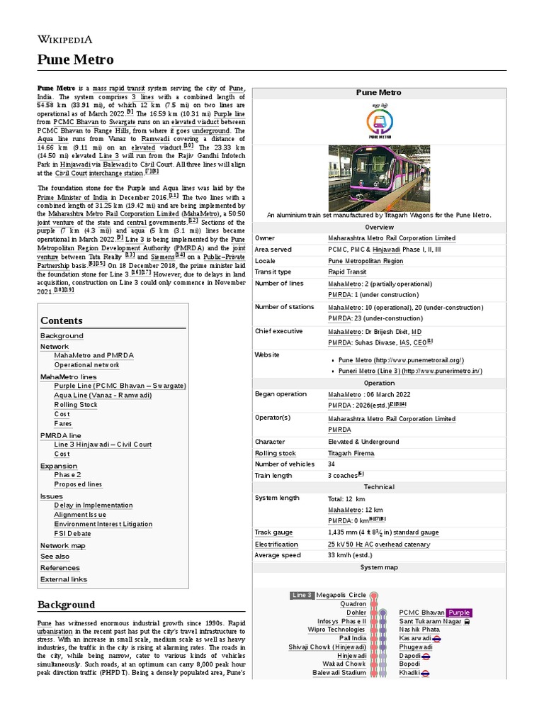 Pune Metro | PDF | Transport | Rail Transport