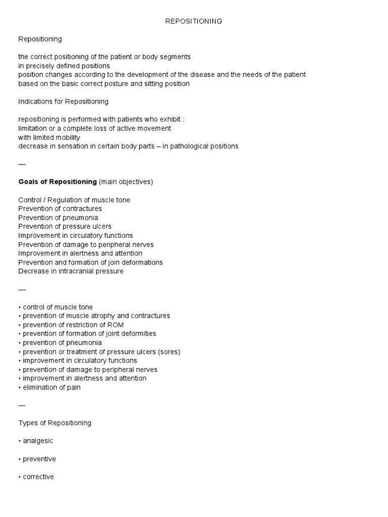 Patient Repositioning | PDF | Skeletal Muscle | Pain