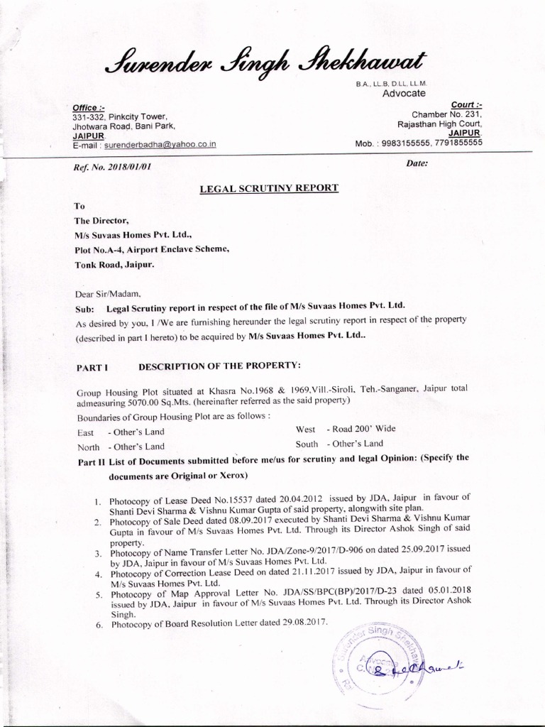 Legal Scrutiny Report: Ref No. 2018101101 | PDF | Security Interest ...